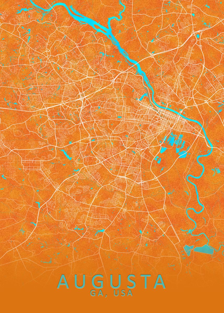 'Augusta GA USA City Map ' Poster, picture, metal print, paint by City ...
