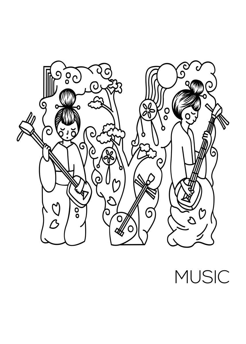 'Japanese Type Art Letter M' Poster, picture, metal print, paint by Art ...