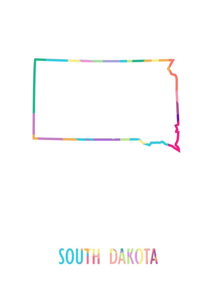 'South Dakota Map White' Poster by Ahmad Nusyirwan | Displate