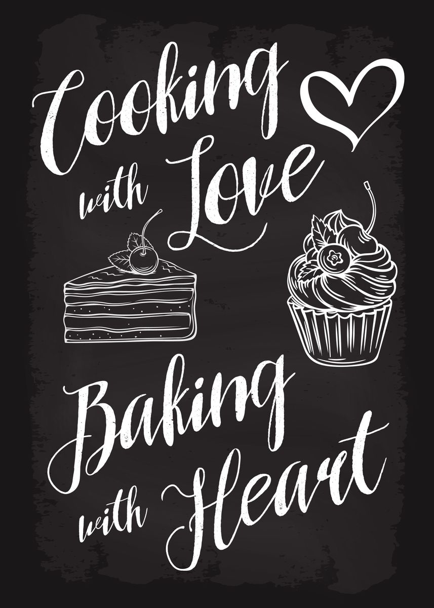 'Cooking with love' Poster, picture, metal print, paint by dkDesign ...