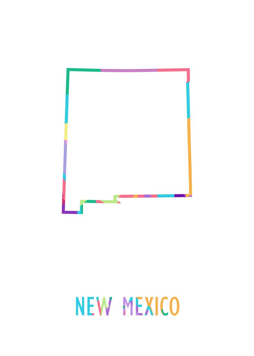 'New Mexico Map White' Poster by Ahmad Nusyirwan | Displate