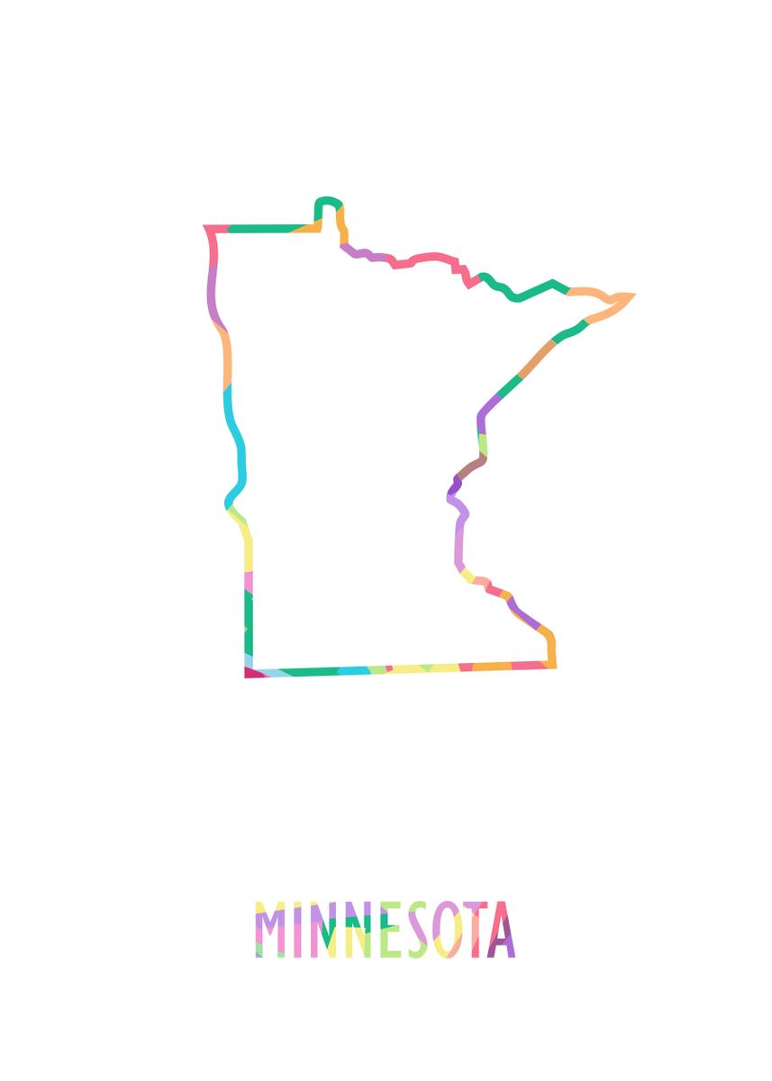 'Minnesota Map White' Poster, picture, metal print, paint by Ahmad ...