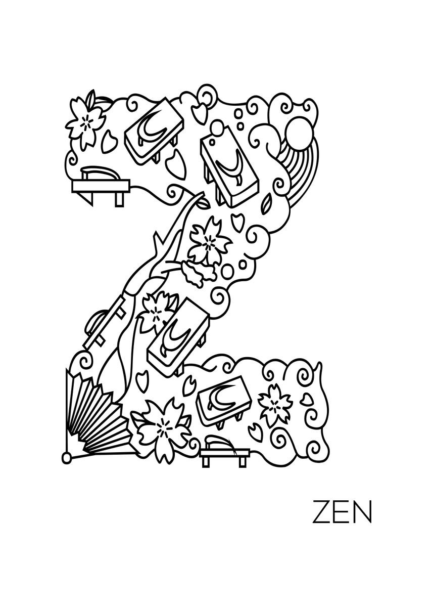 'Japanese Type Art Letter Z' Poster, picture, metal print, paint by Art ...