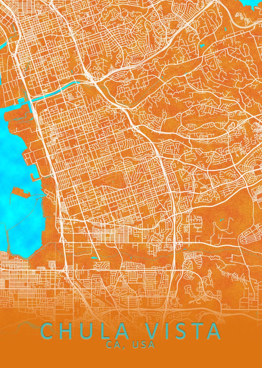 'Chula Vista CA USA Map' Poster by City Map Art Prints | Displate