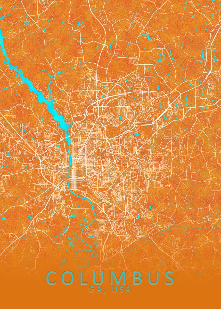 'Columbus GA USA City Map' Poster by City Map Art Prints | Displate