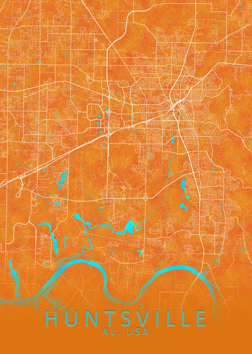 'Huntsville AL USA City Map' Poster by City Map Art Prints | Displate