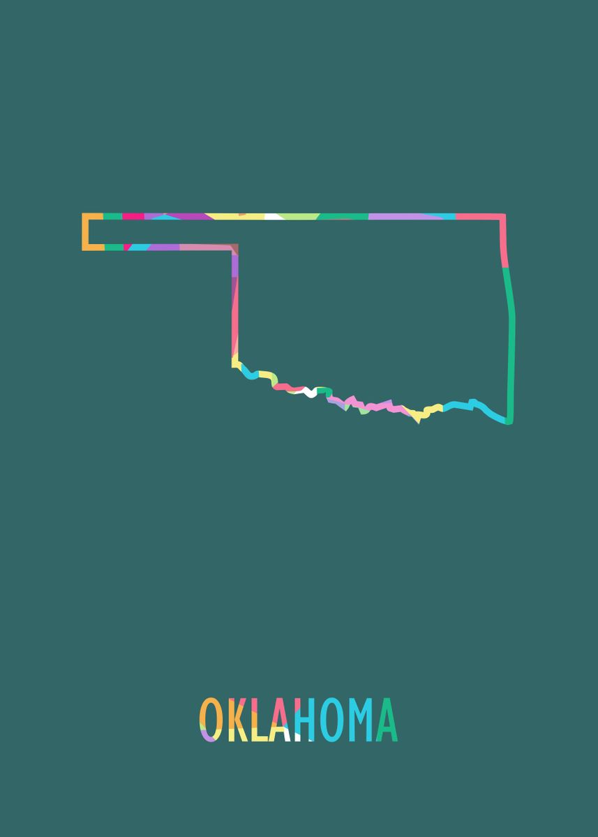 'Oklahoma Map Green Bg' Poster by Ahmad Nusyirwan | Displate