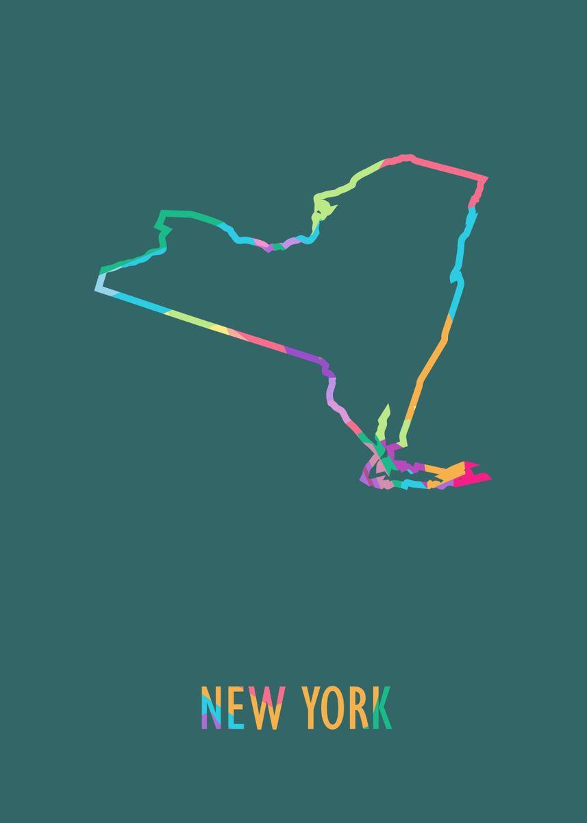 'New York Map Green Bg' Poster, picture, metal print, paint by Ahmad ...