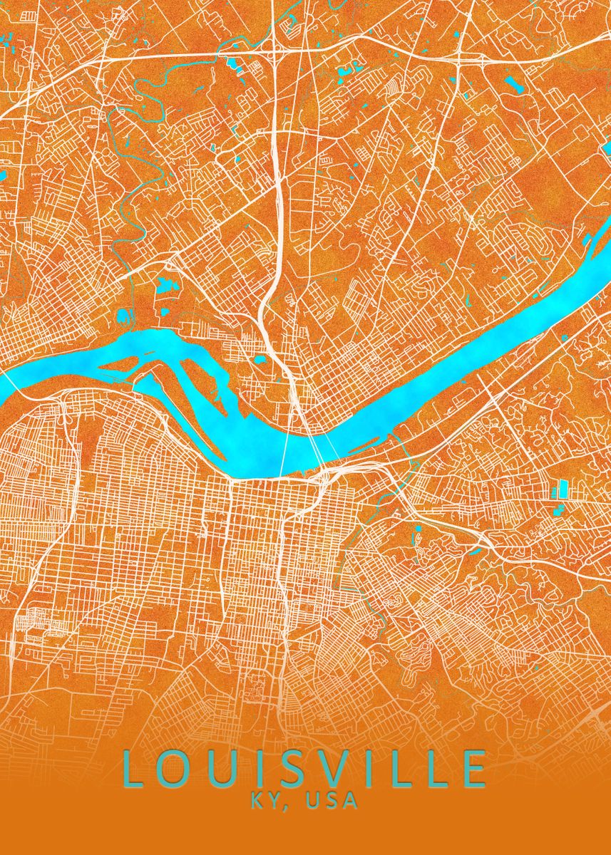 'Louisville KY USA City Map' Poster, picture, metal print, paint by ...