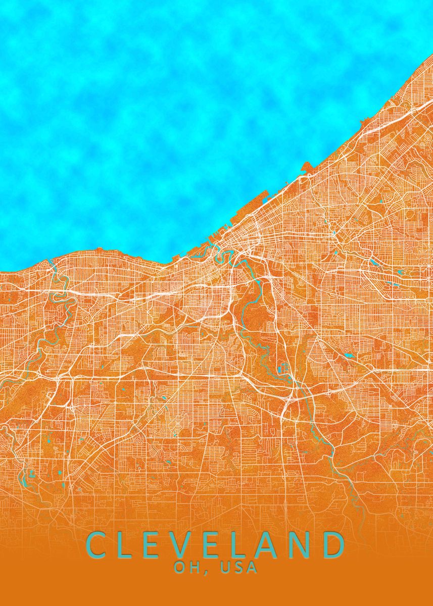 'Cleveland OH USA City Map ' Poster, picture, metal print, paint by ...