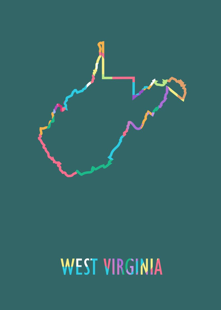'West Virginia Map Green Bg' Poster, picture, metal print, paint by ...