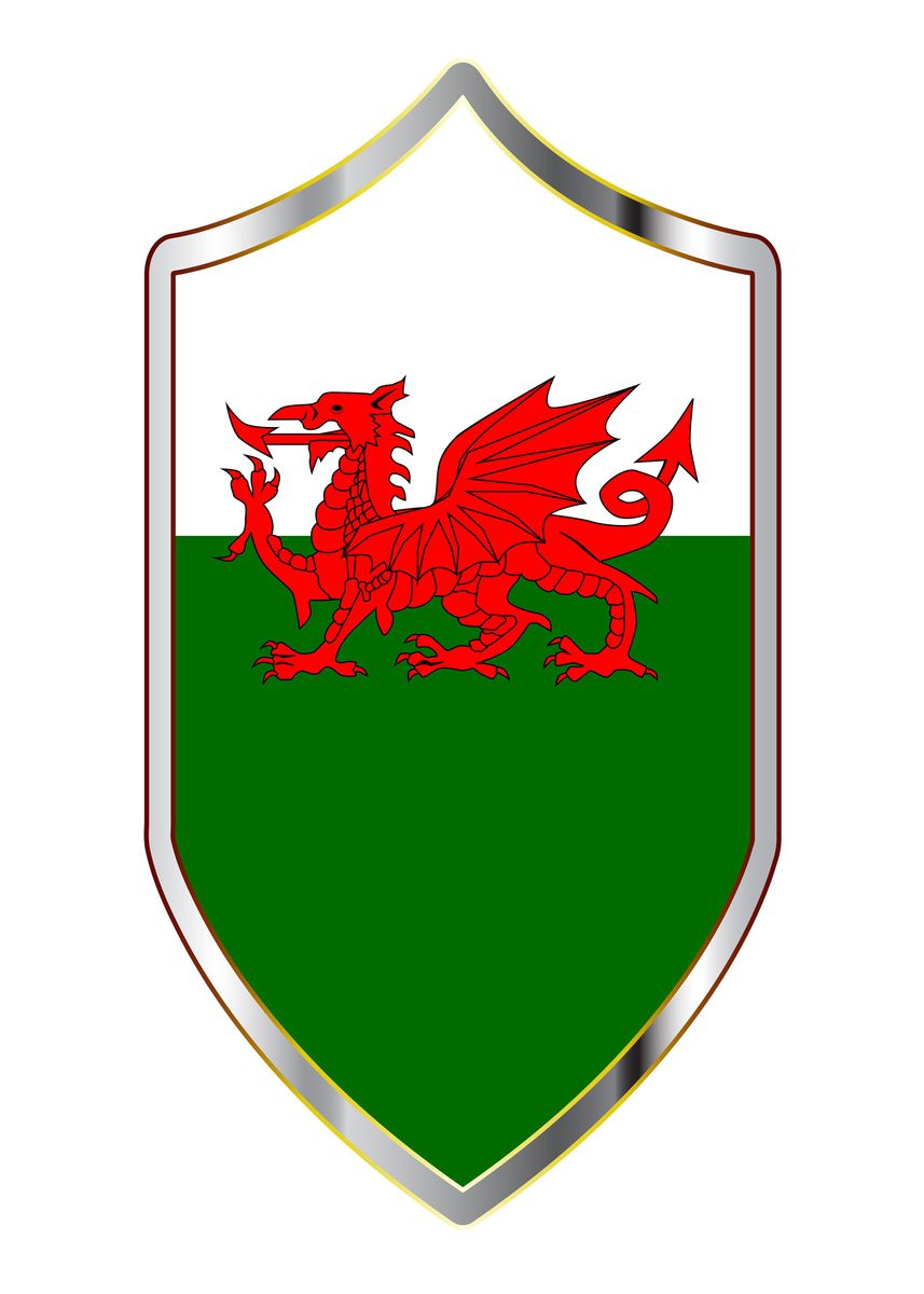 'Welsh Flag Crusader Shield' Poster, picture, metal print, paint by ...