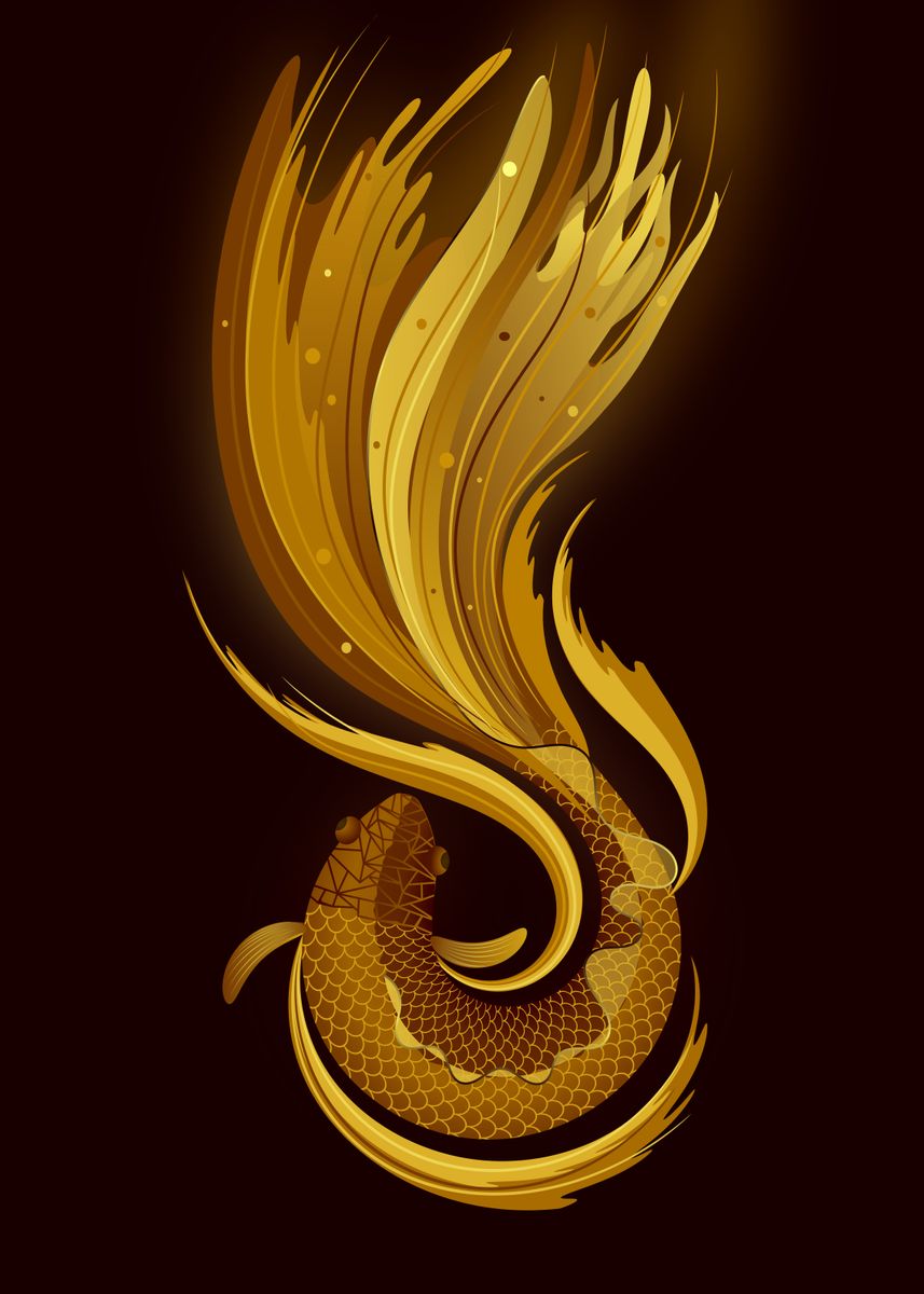 'Golden Fish' Poster, picture, metal print, paint by Mohammad Roqib ...