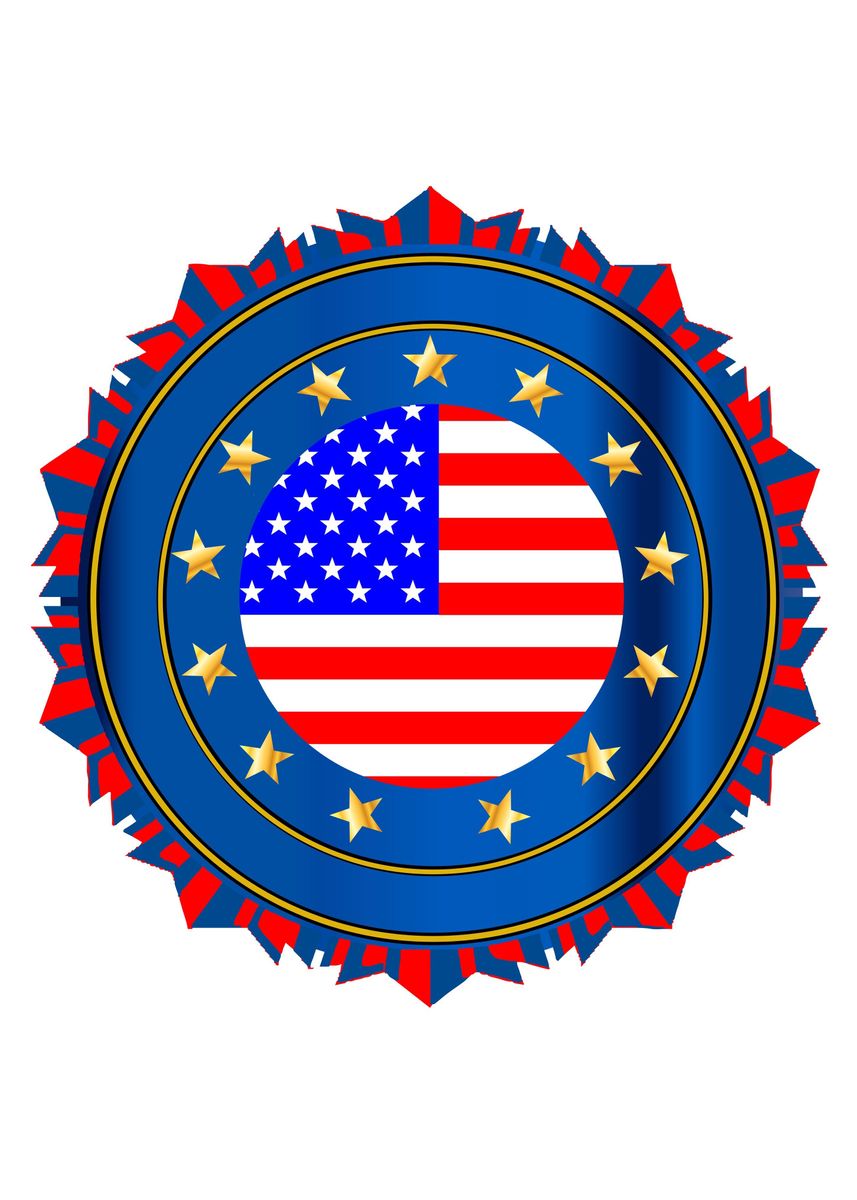 'Old Glory Badge Over White' Poster, picture, metal print, paint by ...