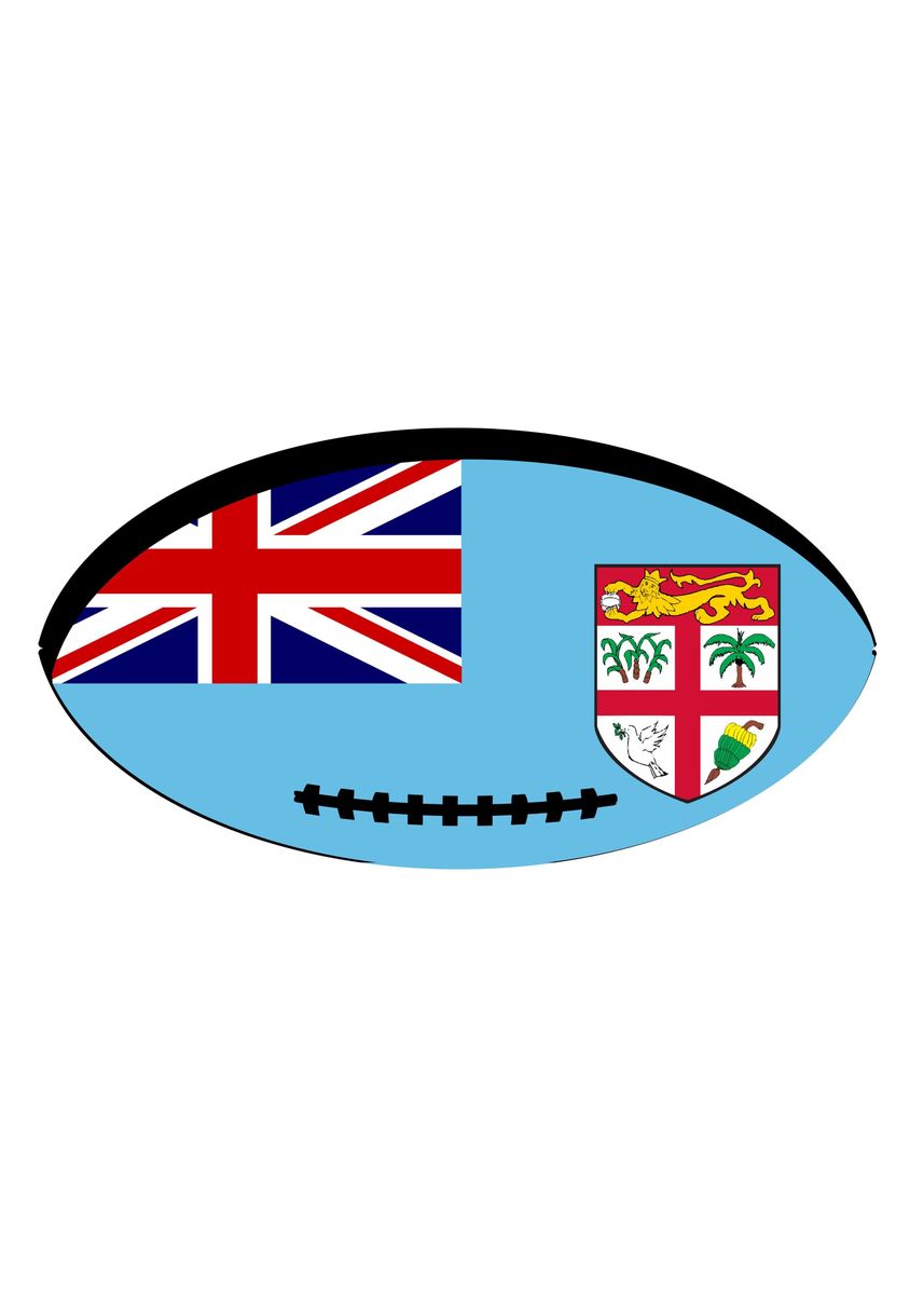 'FIji Flag Rugby Ball' Poster, picture, metal print, paint by HomeStead ...