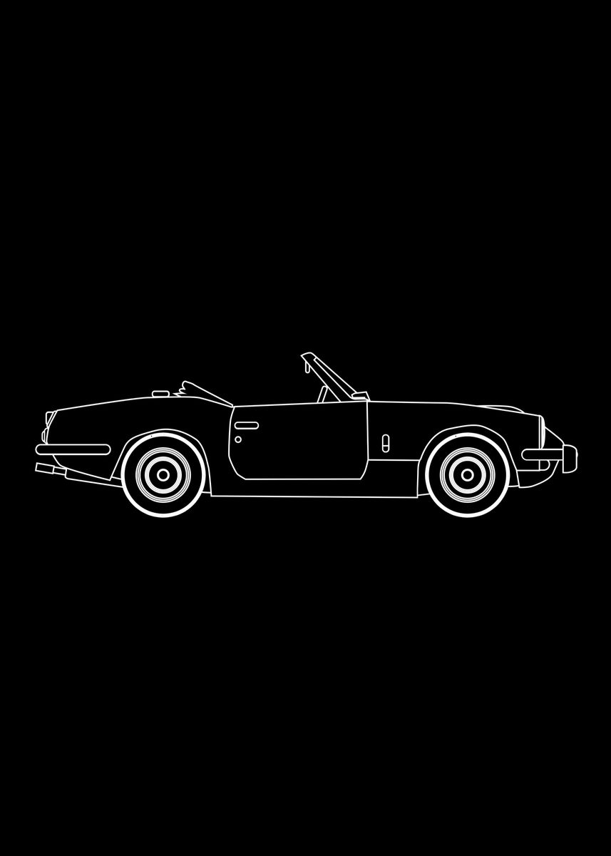 'Old Sports Car Outline' Poster, picture, metal print, paint by ...