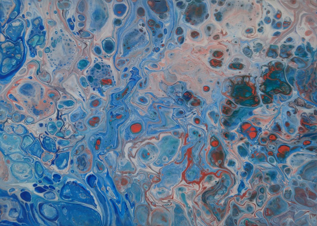 'Blue Vermilion pour' Poster by Phoenix Art Artist | Displate