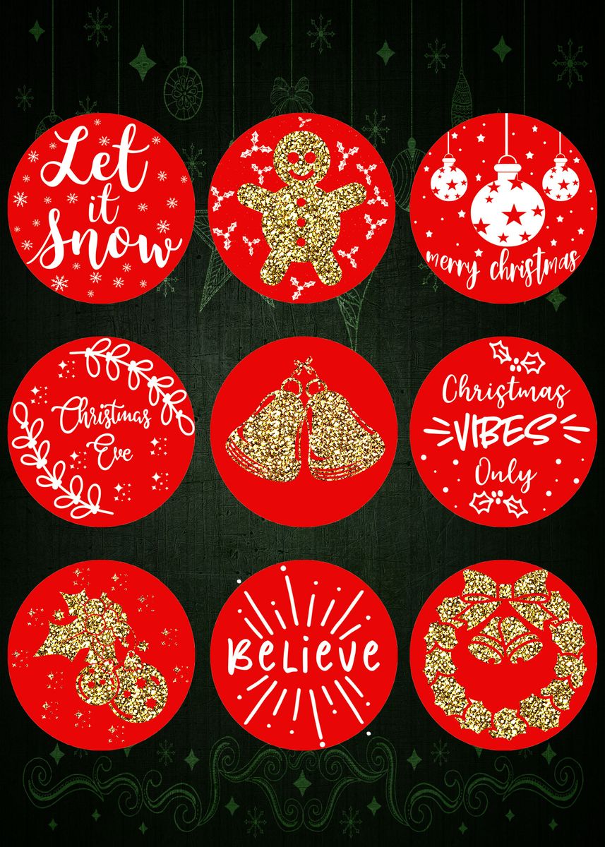 'Christmas Buttons Red' Poster, picture, metal print, paint by Atomic ...