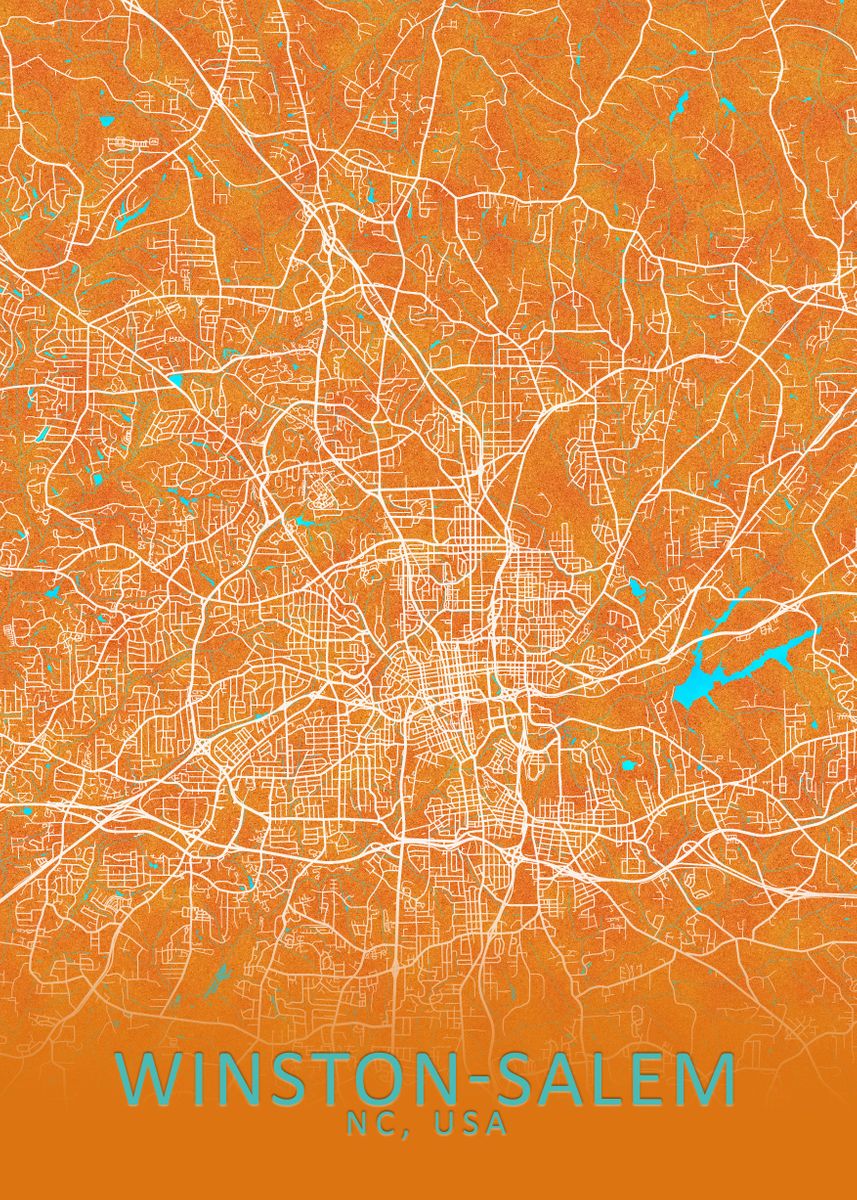 'Winston Salem NC USA Map' Poster, picture, metal print, paint by City ...