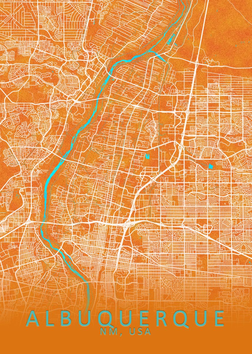 'Albuquerque NM USA Map' Poster, picture, metal print, paint by City ...