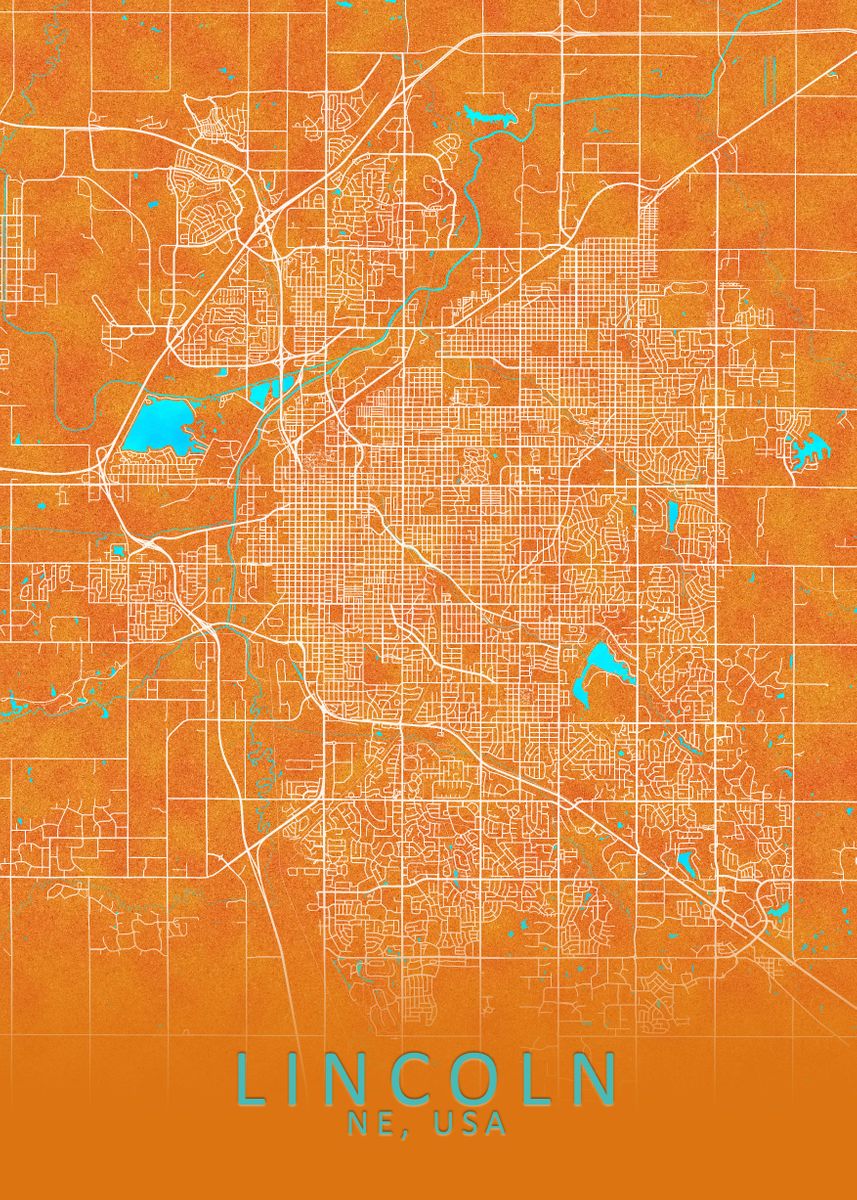 'Lincoln NE USA City Map' Poster by City Map Art Prints | Displate