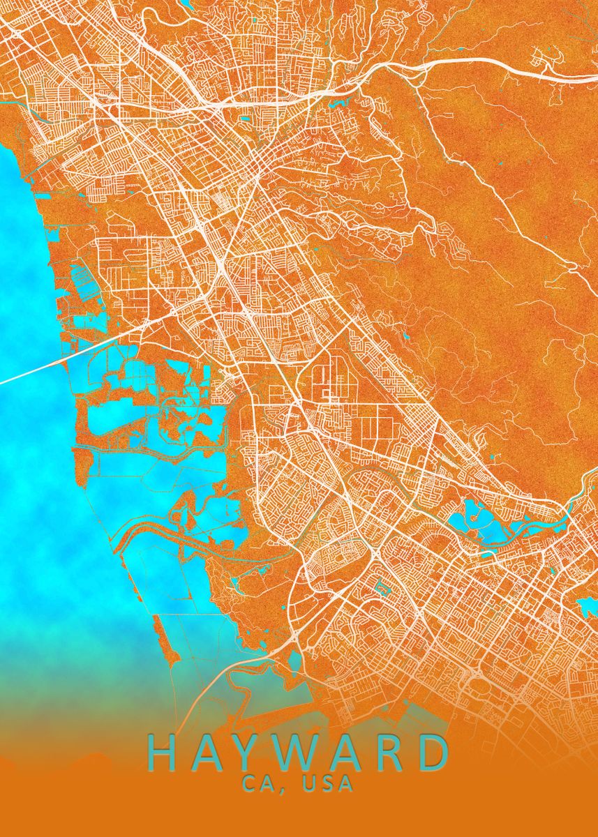'Hayward CA USA City Map' Poster, picture, metal print, paint by City ...
