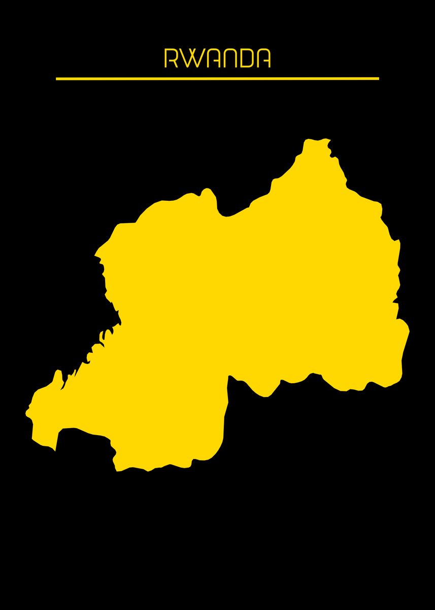 'Rwanda Map Gold' Poster, picture, metal print, paint by Zero Nine ...
