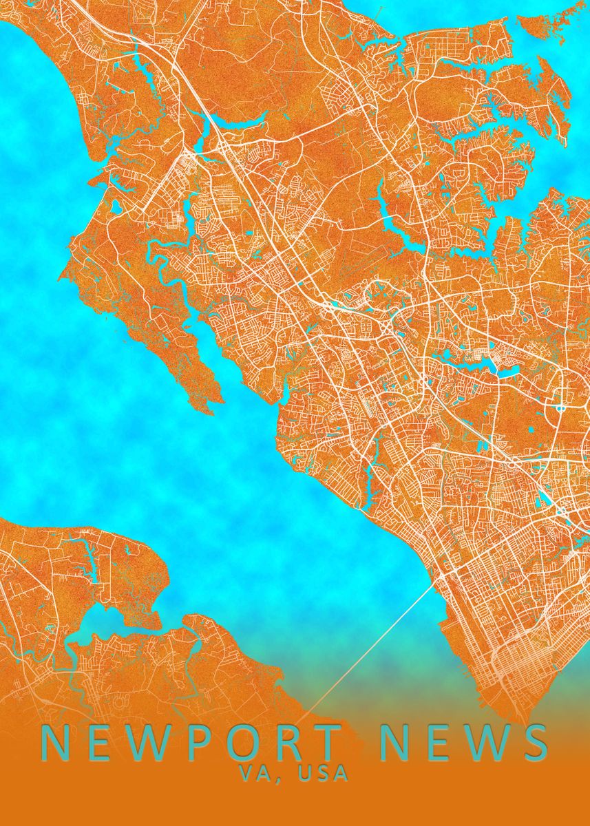 'Newport News VA USA City' Poster by City Map Art Prints | Displate