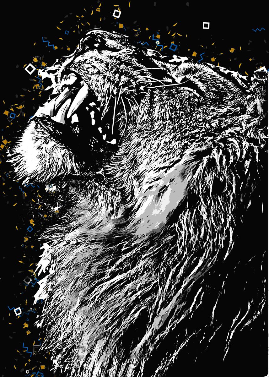 'Lion Splatter' Poster, picture, metal print, paint by Best Collection ...
