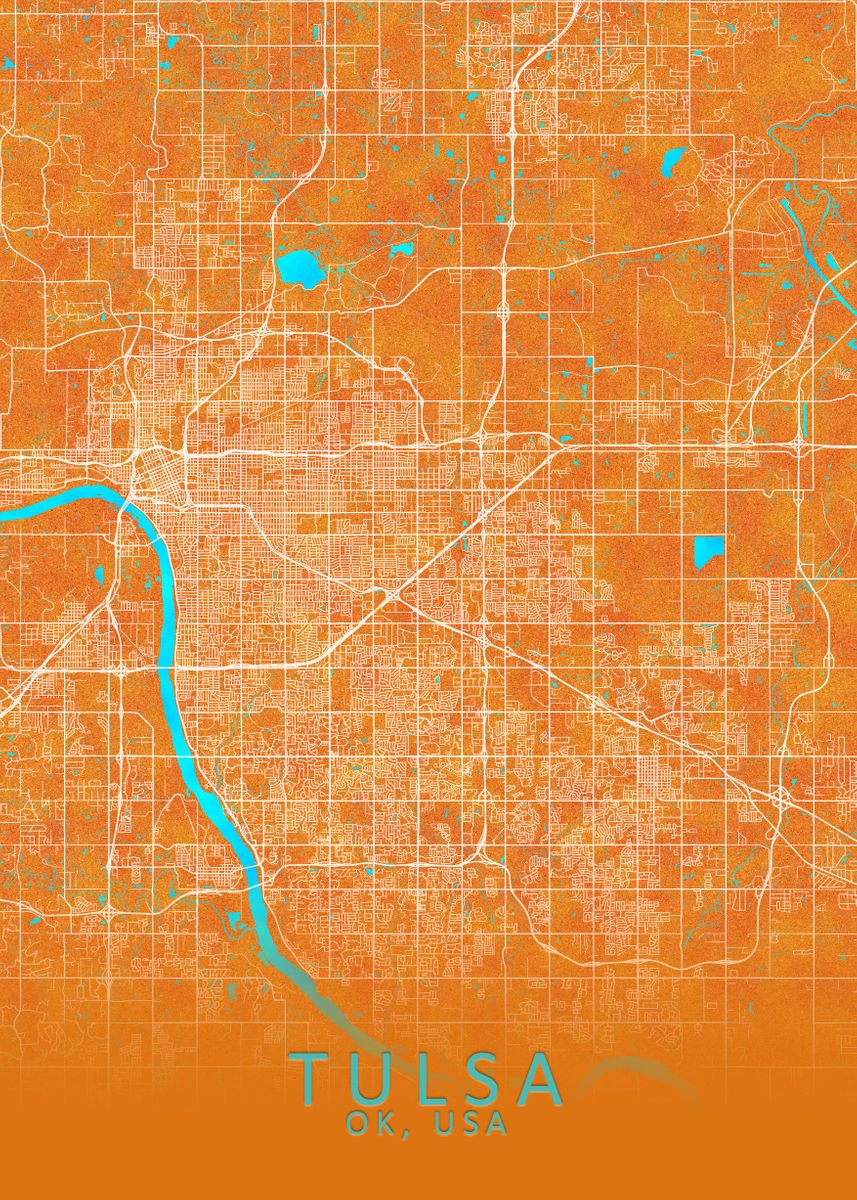 'Tulsa OK USA City Map Gold' Poster, picture, metal print, paint by ...