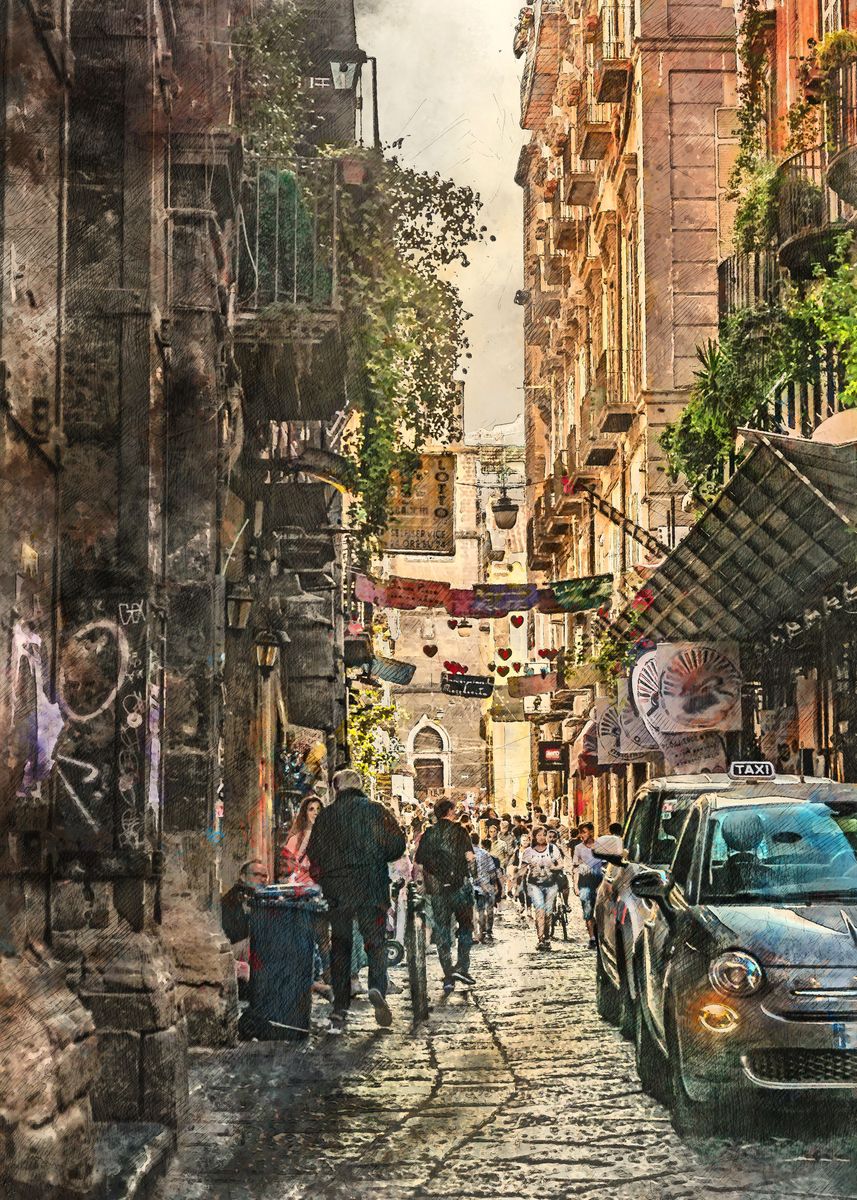 'Napoli Neapol city' Poster, picture, metal print, paint by JBJart ...