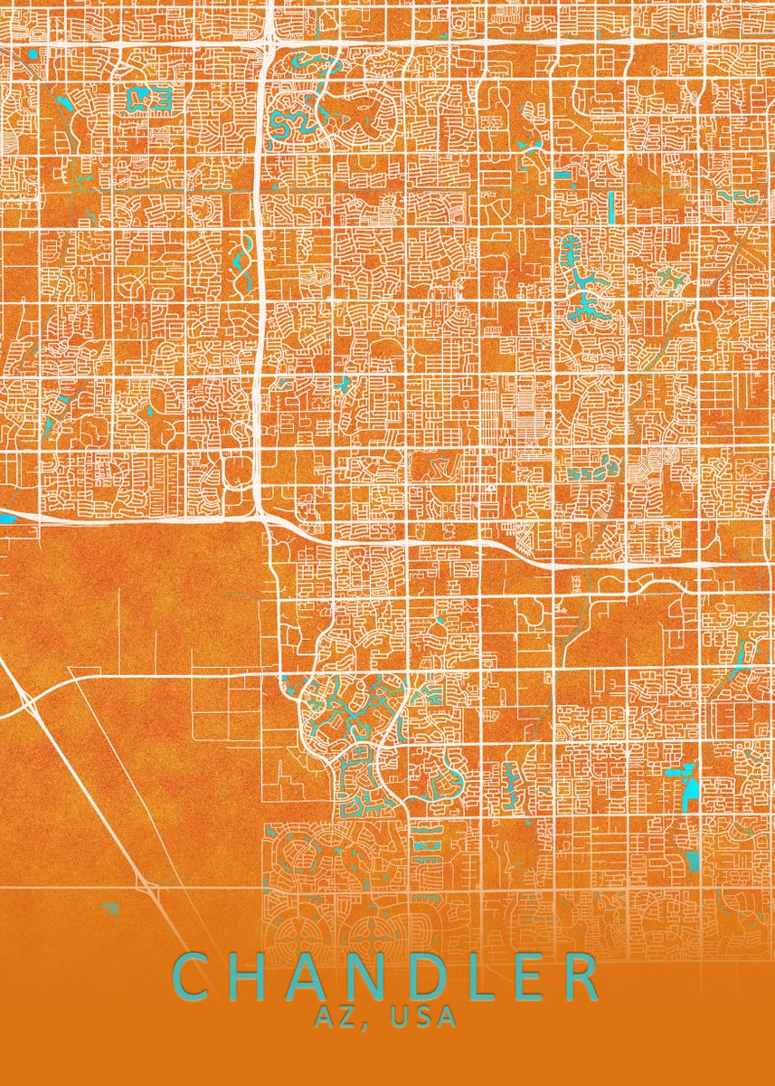 'Chandler AZ USA City Map ' Poster, picture, metal print, paint by City ...
