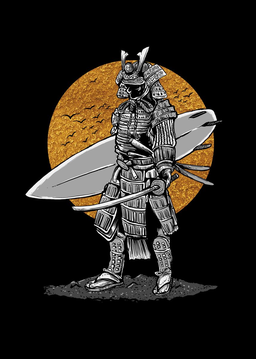 'Samurai Surfer' Poster, picture, metal print, paint by Ralph ...