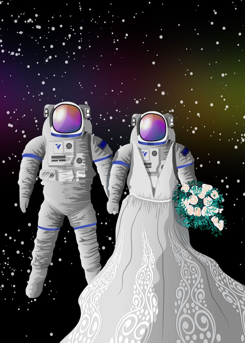 'Wedding On Space' Poster, picture, metal print, paint by Mohammad ...