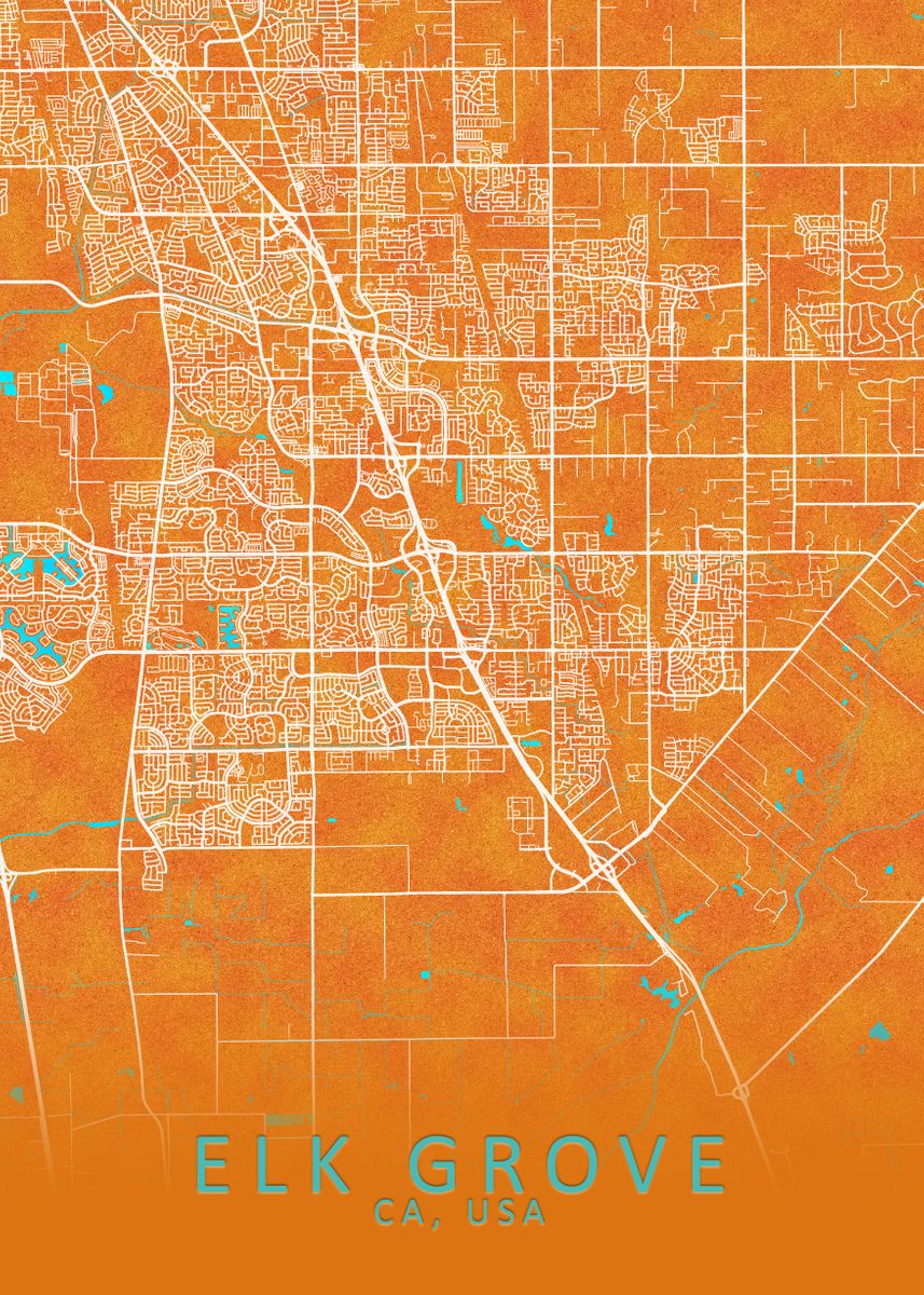 'Elk Grove CA USA City Map ' Poster, picture, metal print, paint by ...
