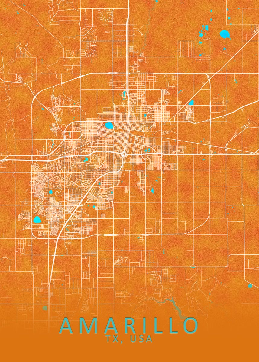 'Amarillo TX USA City Map ' Poster, picture, metal print, paint by City ...