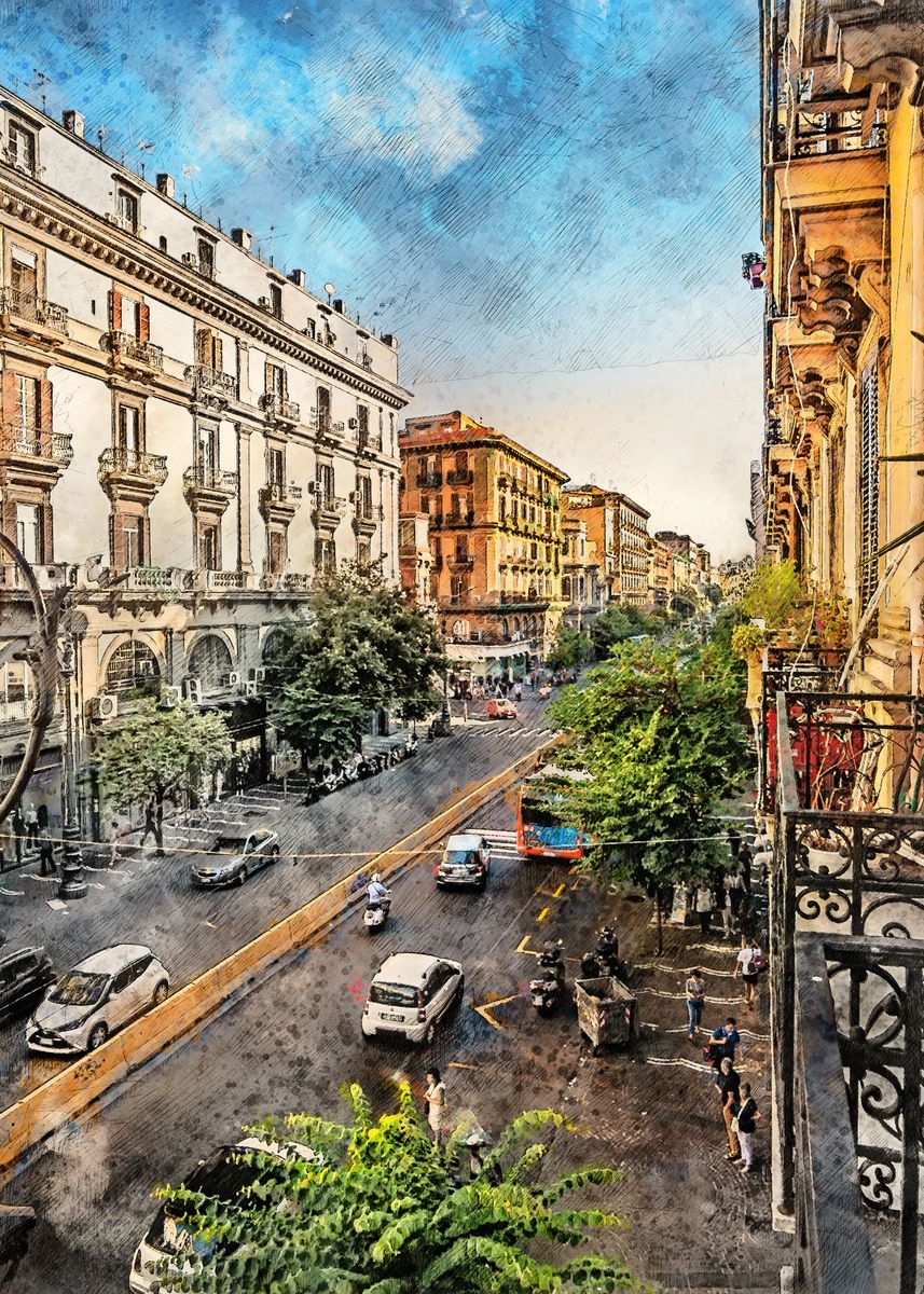 'Napoli Neapol city' Poster, picture, metal print, paint by JBJart ...