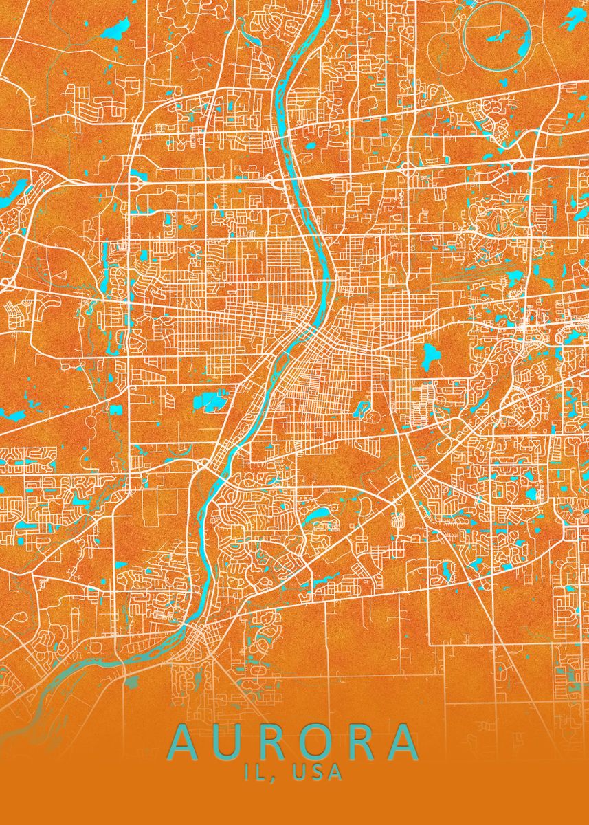 'Aurora IL USA City Map' Poster, picture, metal print, paint by City ...