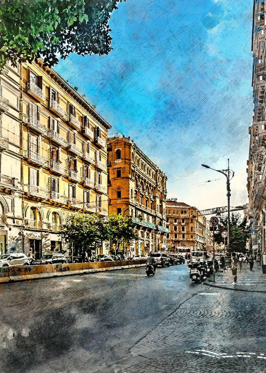 'Napoli Neapol city' Poster, picture, metal print, paint by JBJart ...