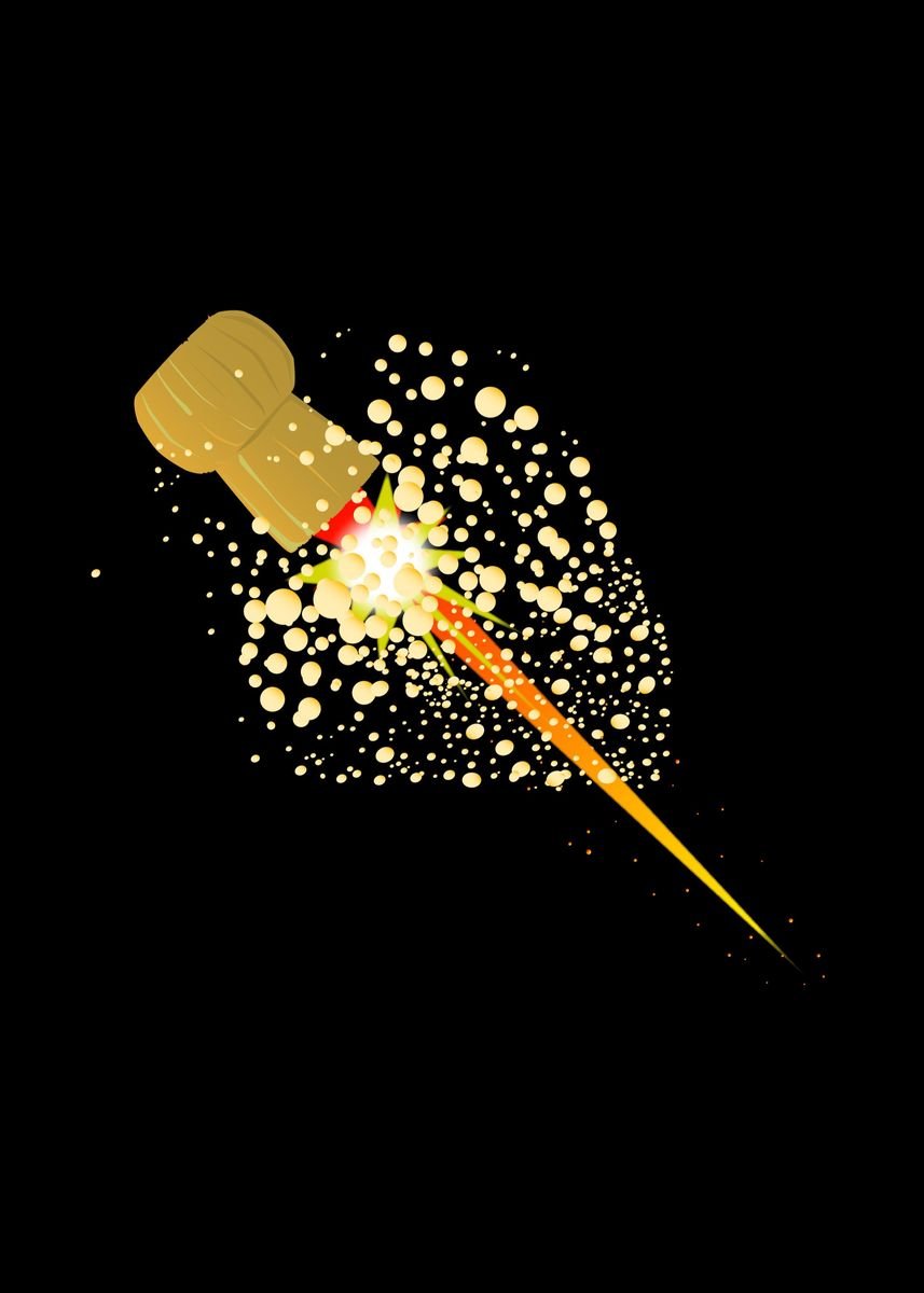 'Flying Rocket Powered Cork' Poster by HomeStead Digital | Displate