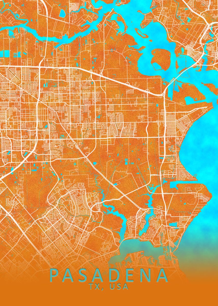 'Pasadena TX USA City Map ' Poster, picture, metal print, paint by City ...