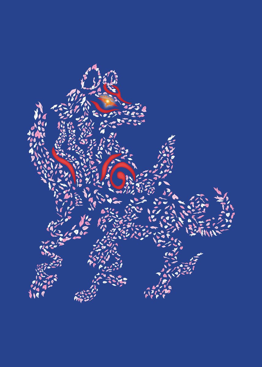 'Okami Cherry Blossom Form' Poster, picture, metal print, paint by ...