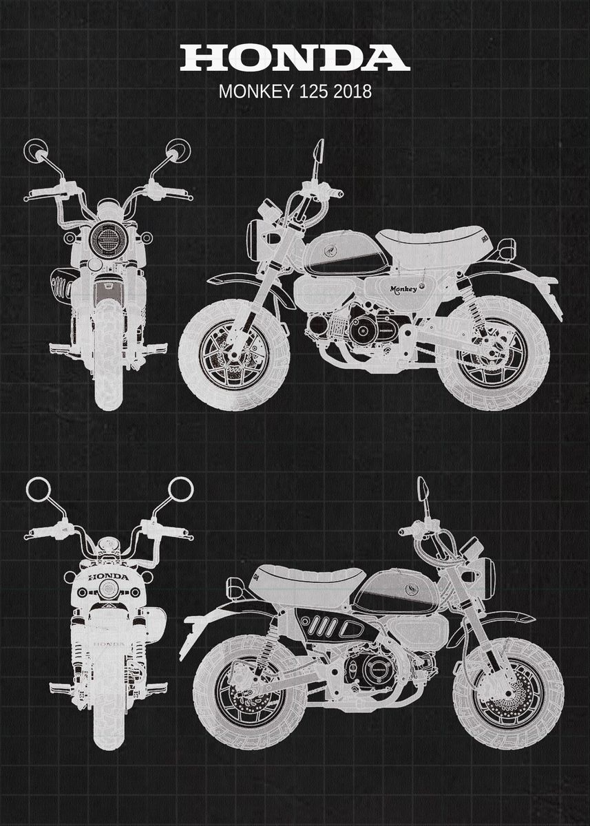 'HONDA MONKEY 125 2018' Poster, picture, metal print, paint by DAVID ...