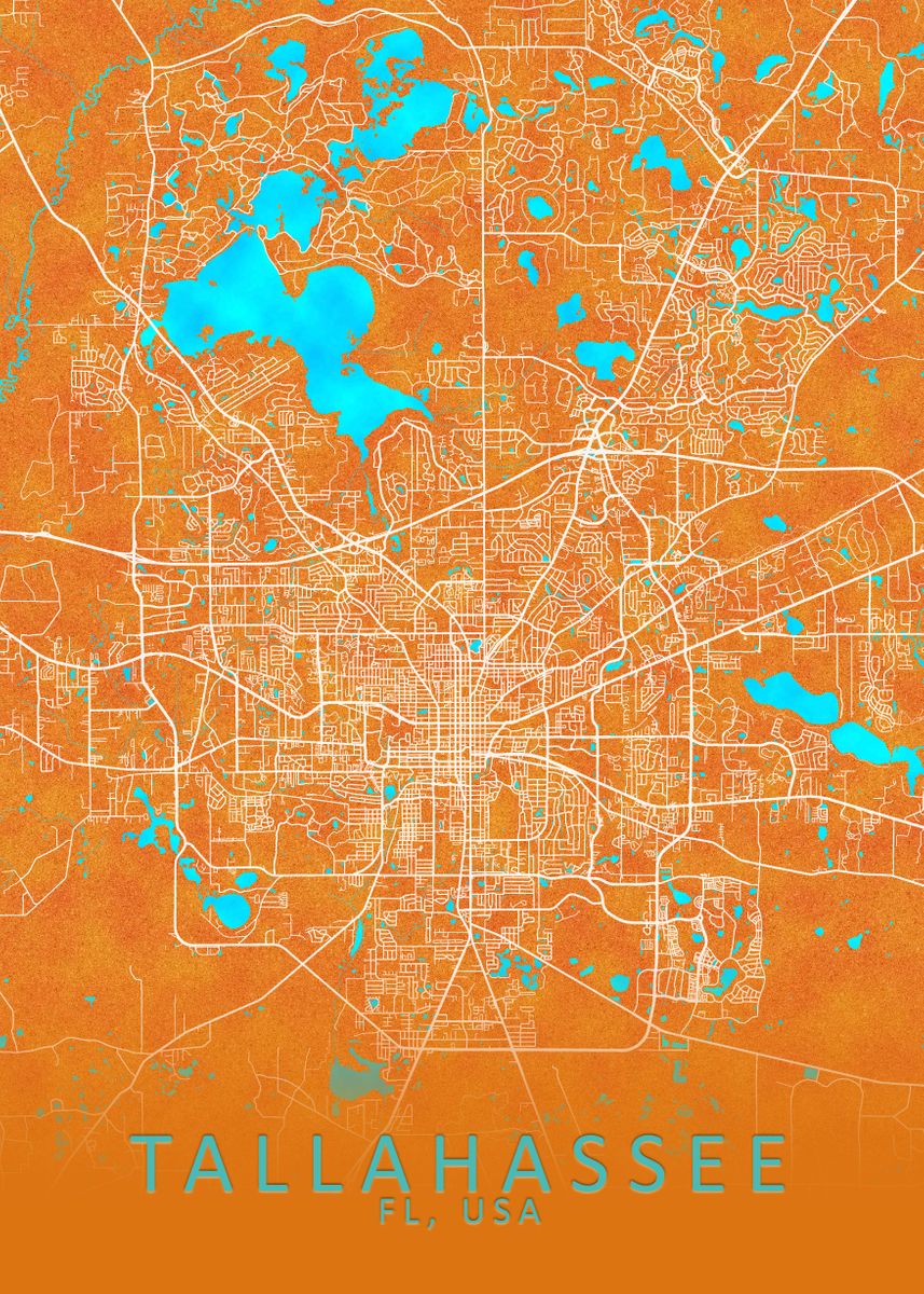 'Tallahassee FL USA Blue' Poster, picture, metal print, paint by City ...