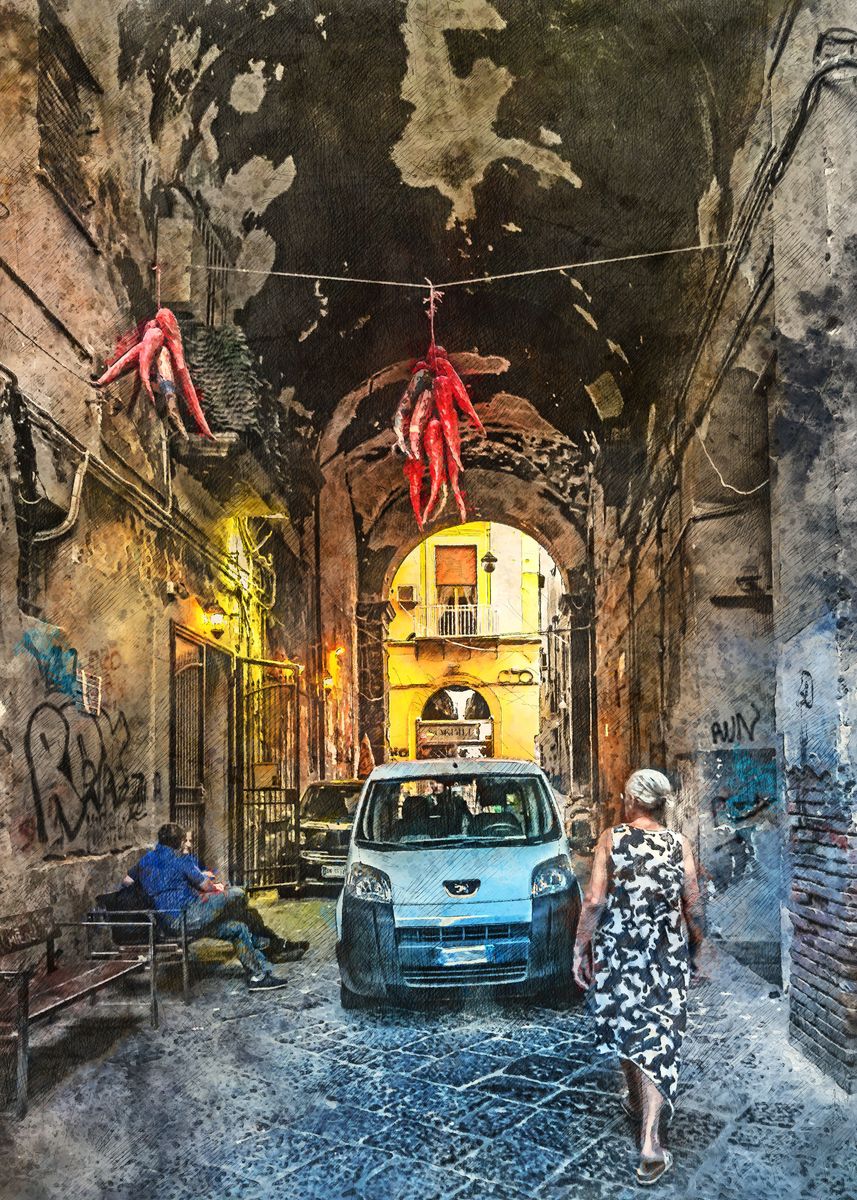'Napoli Neapol city' Poster, picture, metal print, paint by JBJart ...