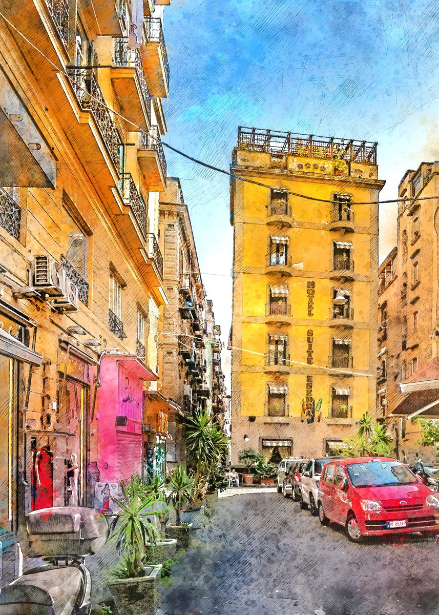 'Napoli Neapol city' Poster, picture, metal print, paint by JBJart ...