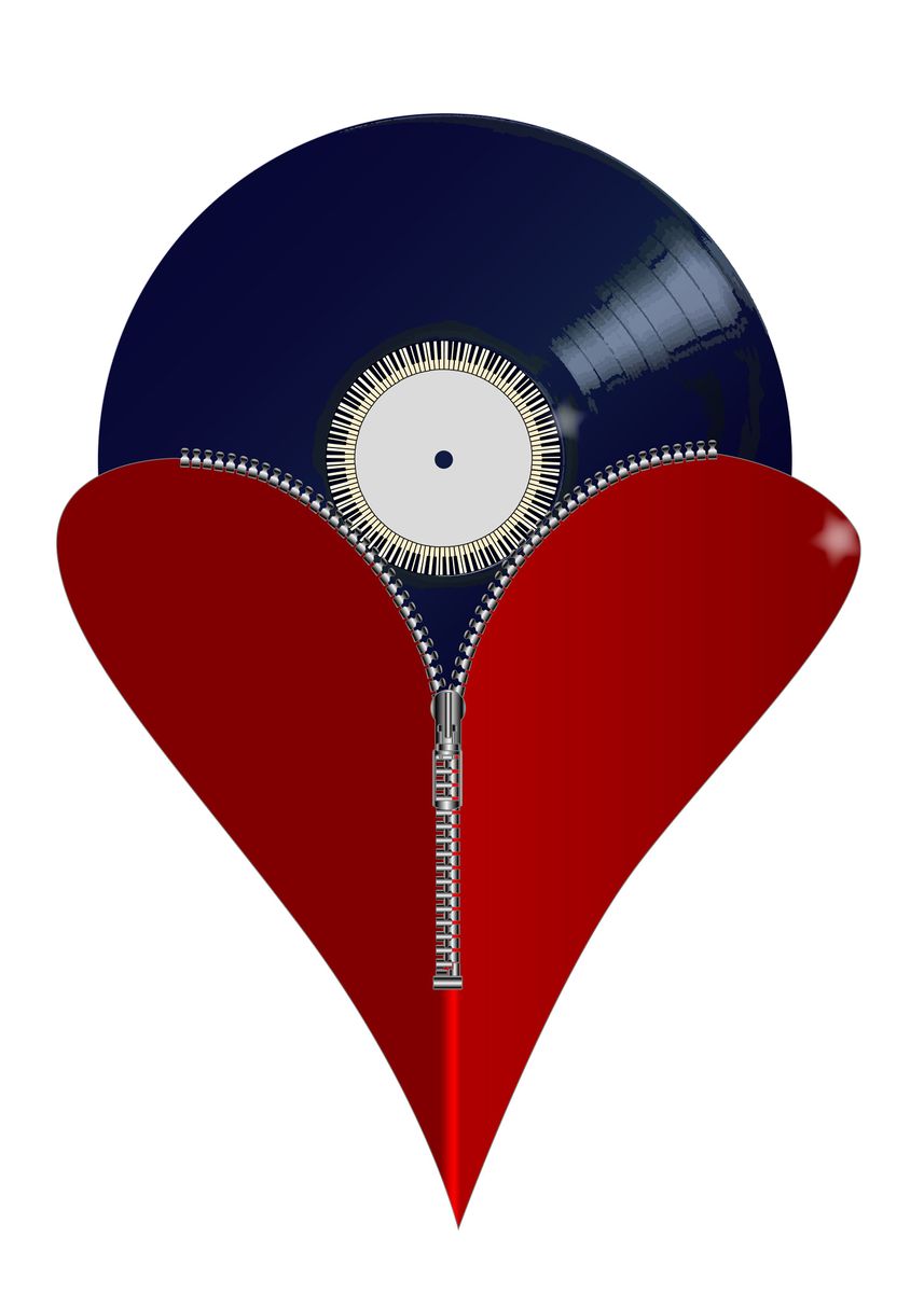 'Love Music Zipper Heart' Poster, picture, metal print, paint by ...