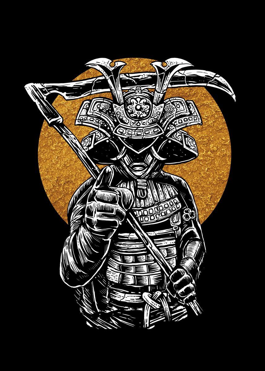 'Samurai Gold' Poster, picture, metal print, paint by Ralph Frankenberg ...