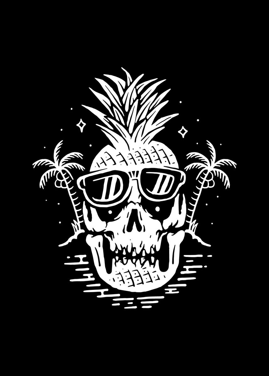 'Skull Pineapple ' Poster, picture, metal print, paint by Quilimo ...