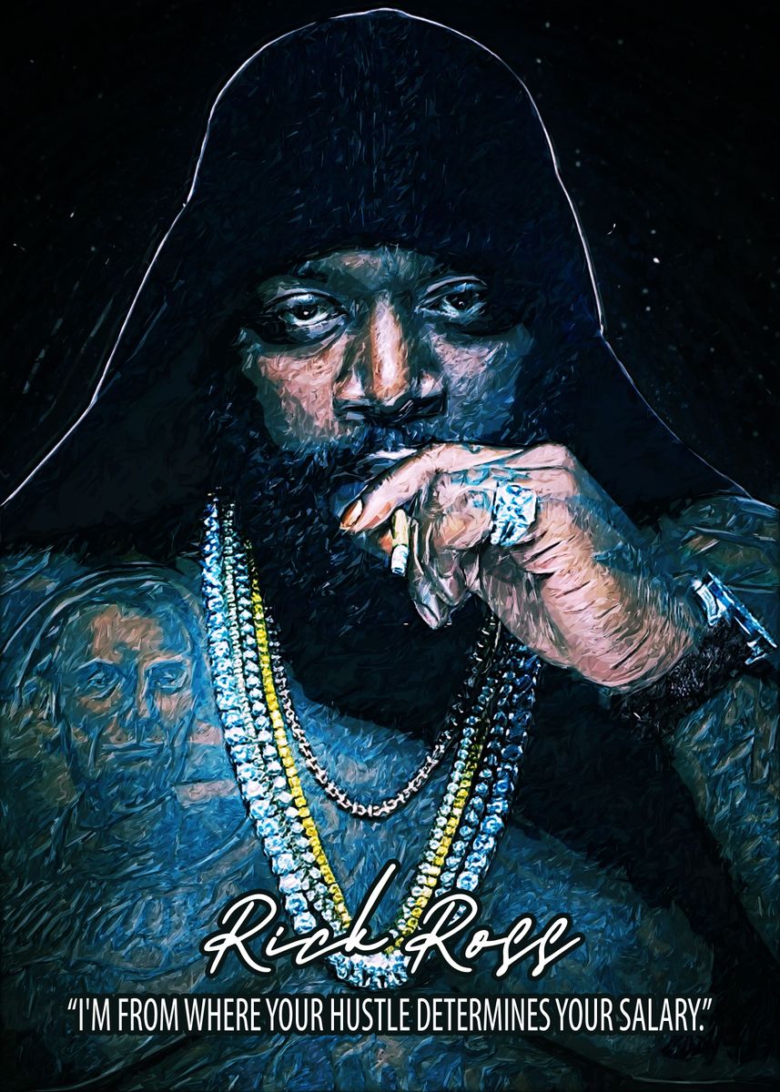 'Rick Ross ' Poster, picture, metal print, paint by SA KE | Displate